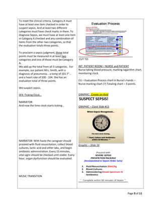 Sepsis Education And Prevention Video Final Working Draft 6 29 09 | PDF