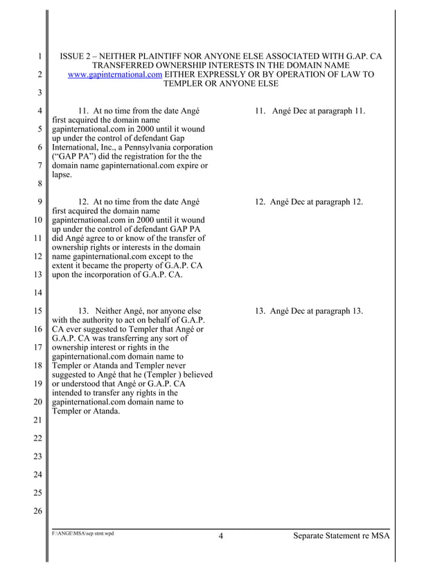 STATEMENT OF UNDISPUTED FACTS. | PDF
