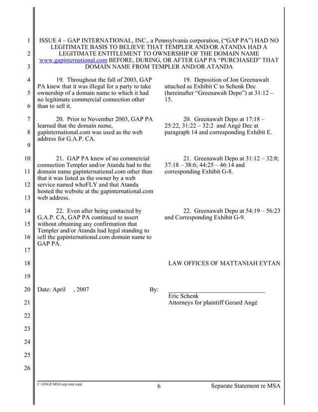 STATEMENT OF UNDISPUTED FACTS. | PDF