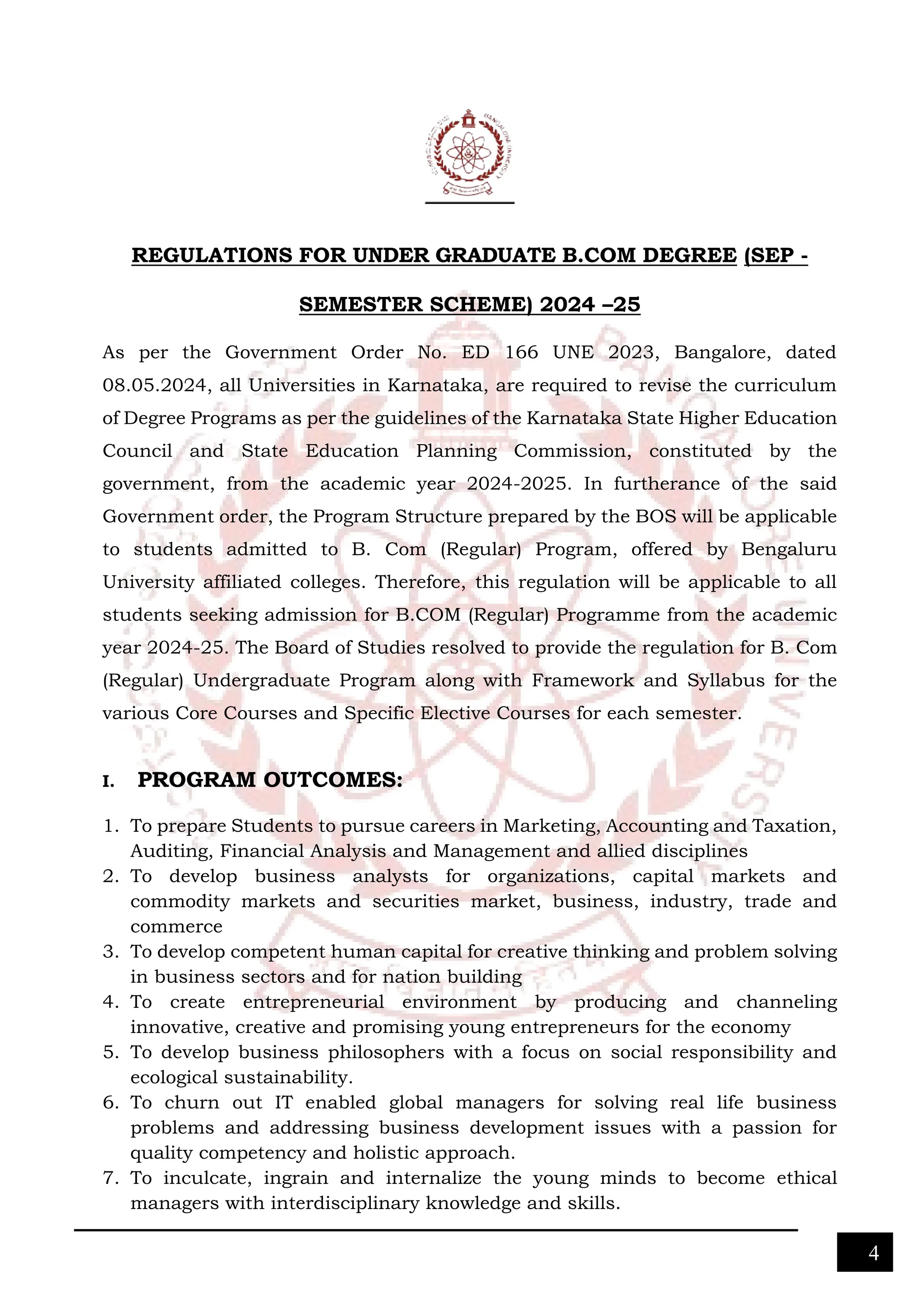 SEP SYLLABUS 24- 25-BCOM.pdf of bangalore university | PDF