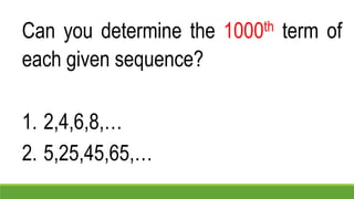 MATH G10 SEQUENCES, different types, and solutions | PPTX