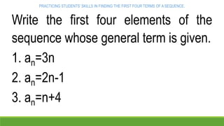 MATH G10 SEQUENCES, different types, and solutions | PPTX