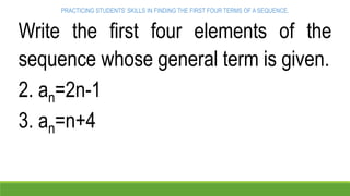 MATH G10 SEQUENCES, different types, and solutions | PPTX