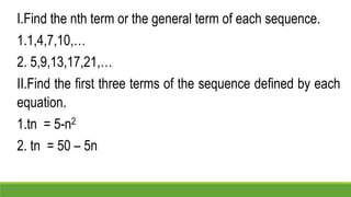 MATH G10 SEQUENCES, different types, and solutions | PPTX