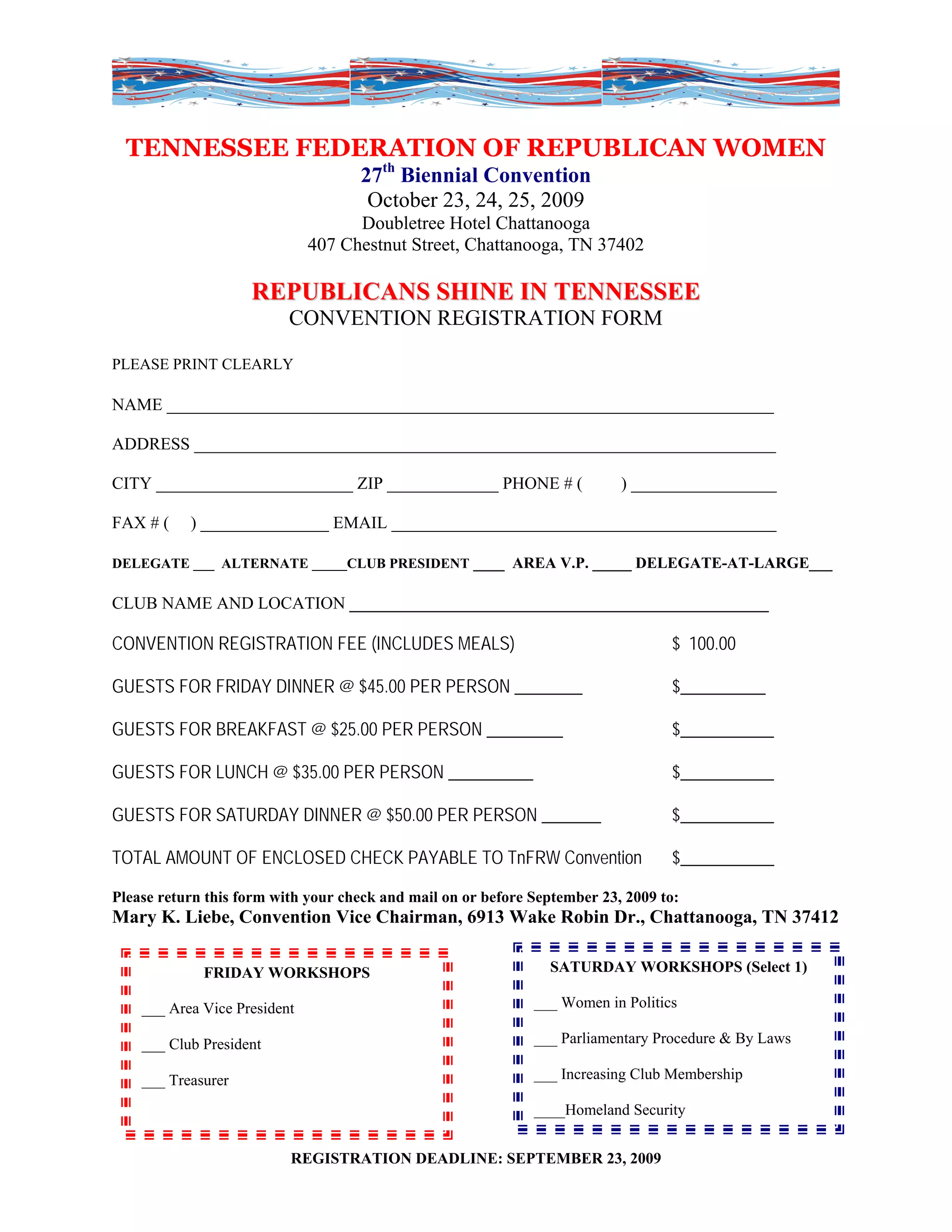 Sept.Registration Form09 Tfrw Convention | PDF
