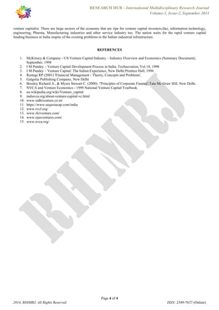 An Overview on “Venture Capital Financing” in India | PDF