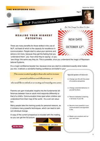 Sept 2013 edition of whispering soul newsletter | PPT