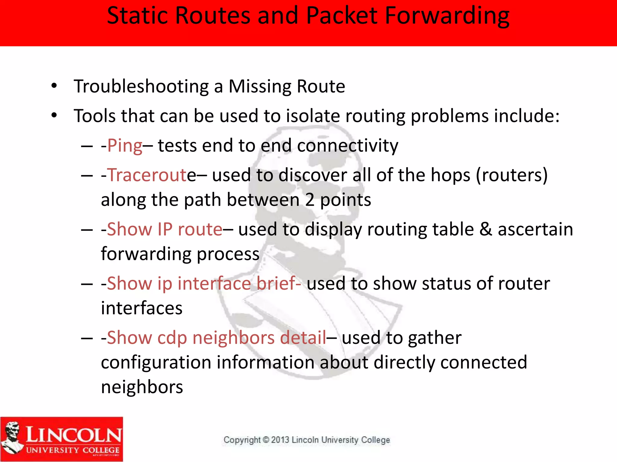 Sept 2017 static routing and packet forwarding | PPTX