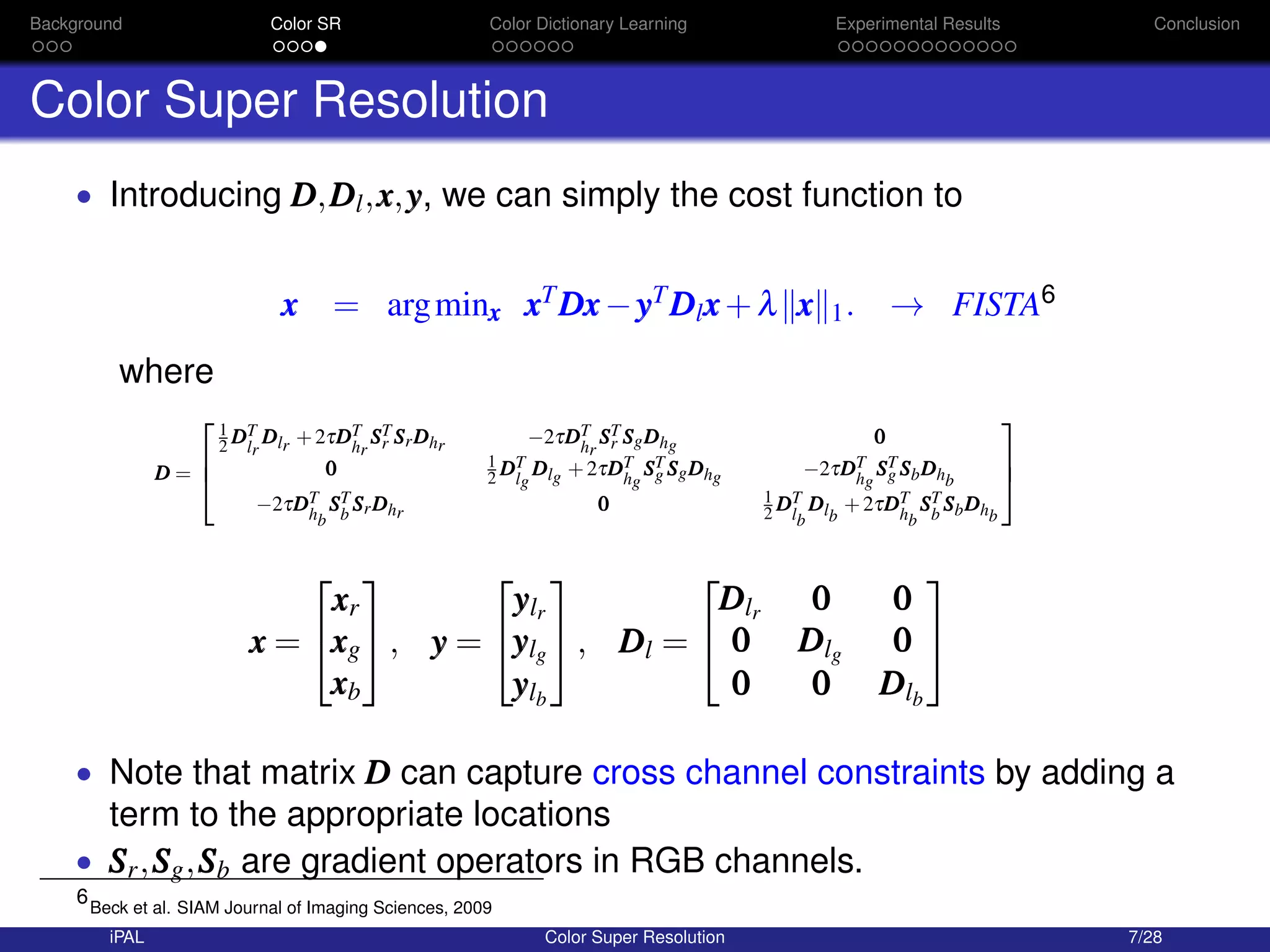 Sparsity Based Super Resolution Using Color Channel Constraints | PDF