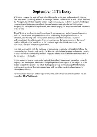 September 11Th Essay. 9/11 Terrorist Attacks and the Cold War Essay ...