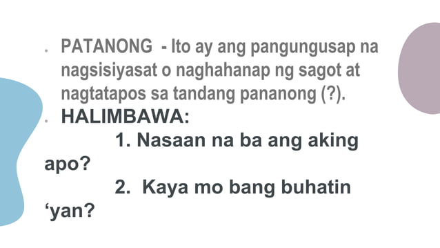 BAHAGI AT AYOS NG PANGUNGUSAP | PPTX