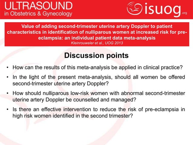 UOG Journal Club: Second-trimester uterine artery Doppler in risk for ...