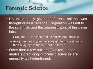 Raising the Bar: New Expectations in Forensic Sciences. | PPTX