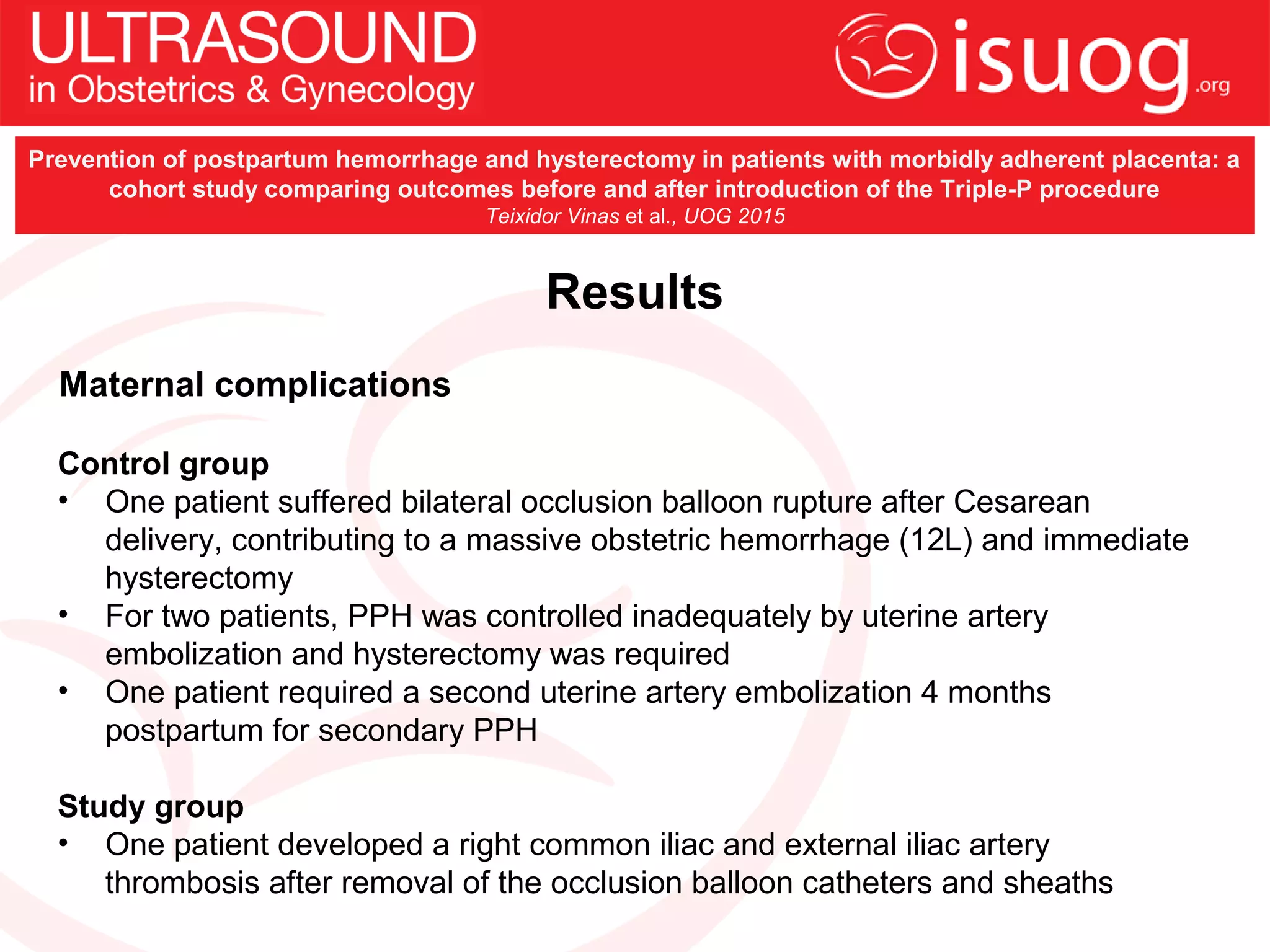 UOG Journal Club: Prevention of postpartum hemorrhage and hysterectomy ...