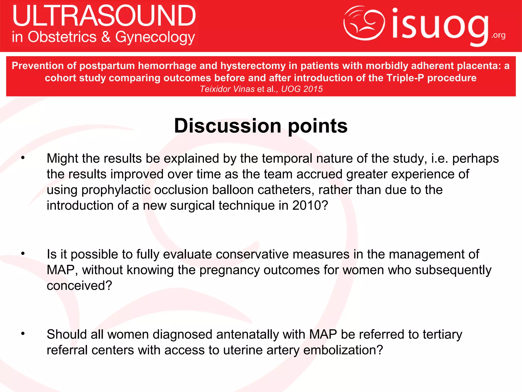 UOG Journal Club: Prevention of postpartum hemorrhage and hysterectomy ...