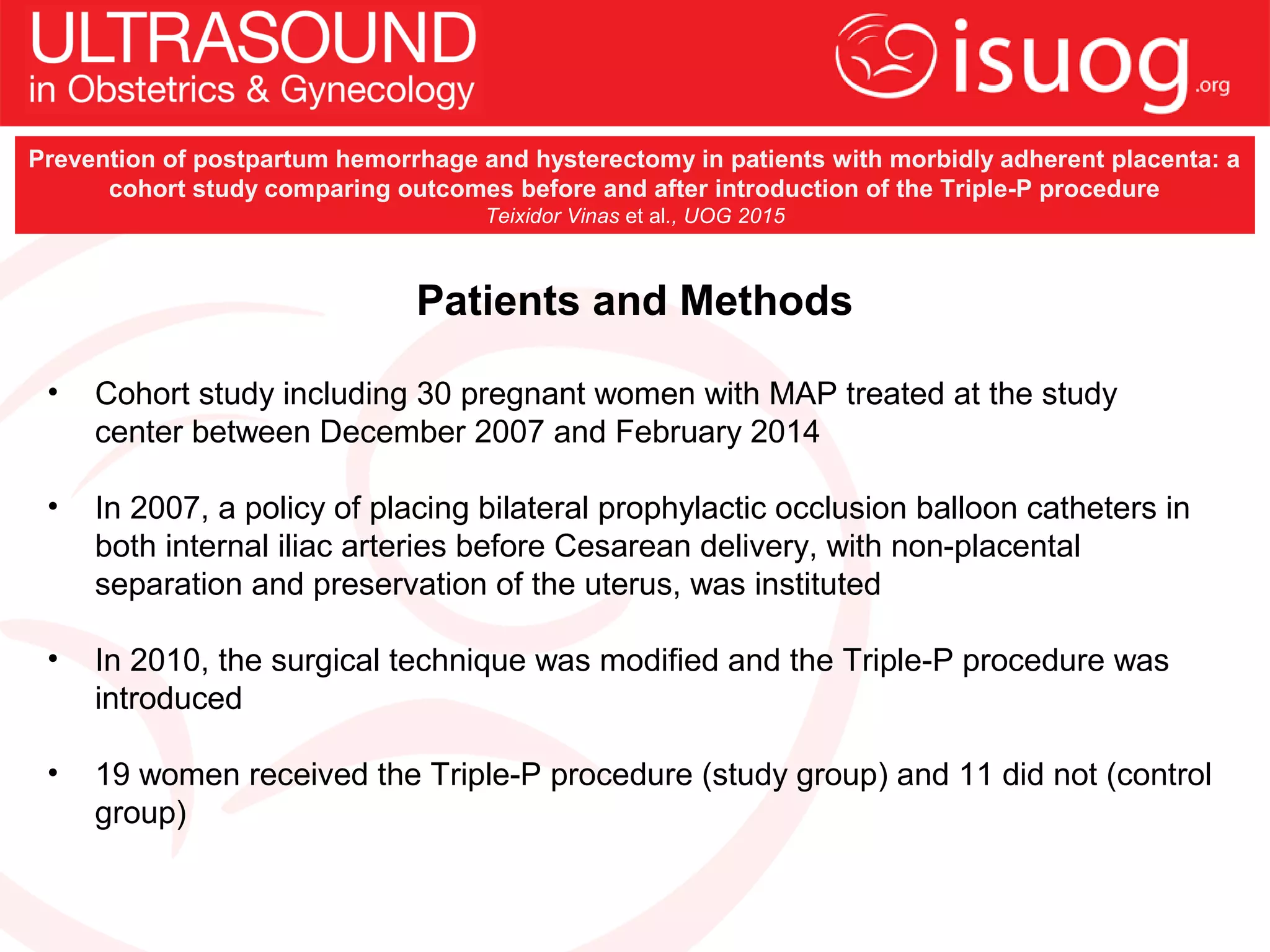 UOG Journal Club: Prevention of postpartum hemorrhage and hysterectomy ...
