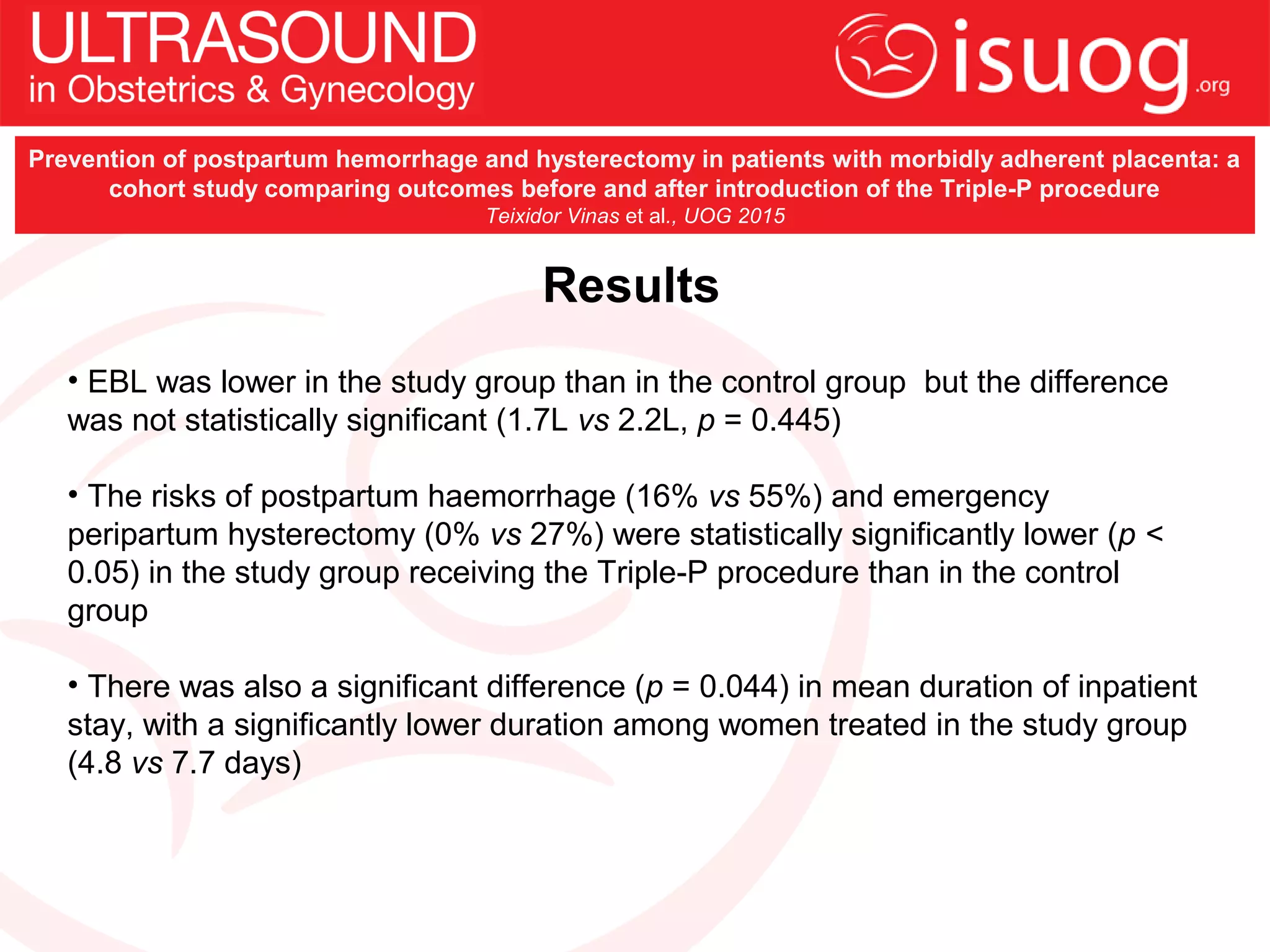 UOG Journal Club: Prevention of postpartum hemorrhage and hysterectomy ...