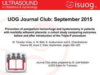 UOG Journal Club: Prevention of postpartum hemorrhage and hysterectomy ...