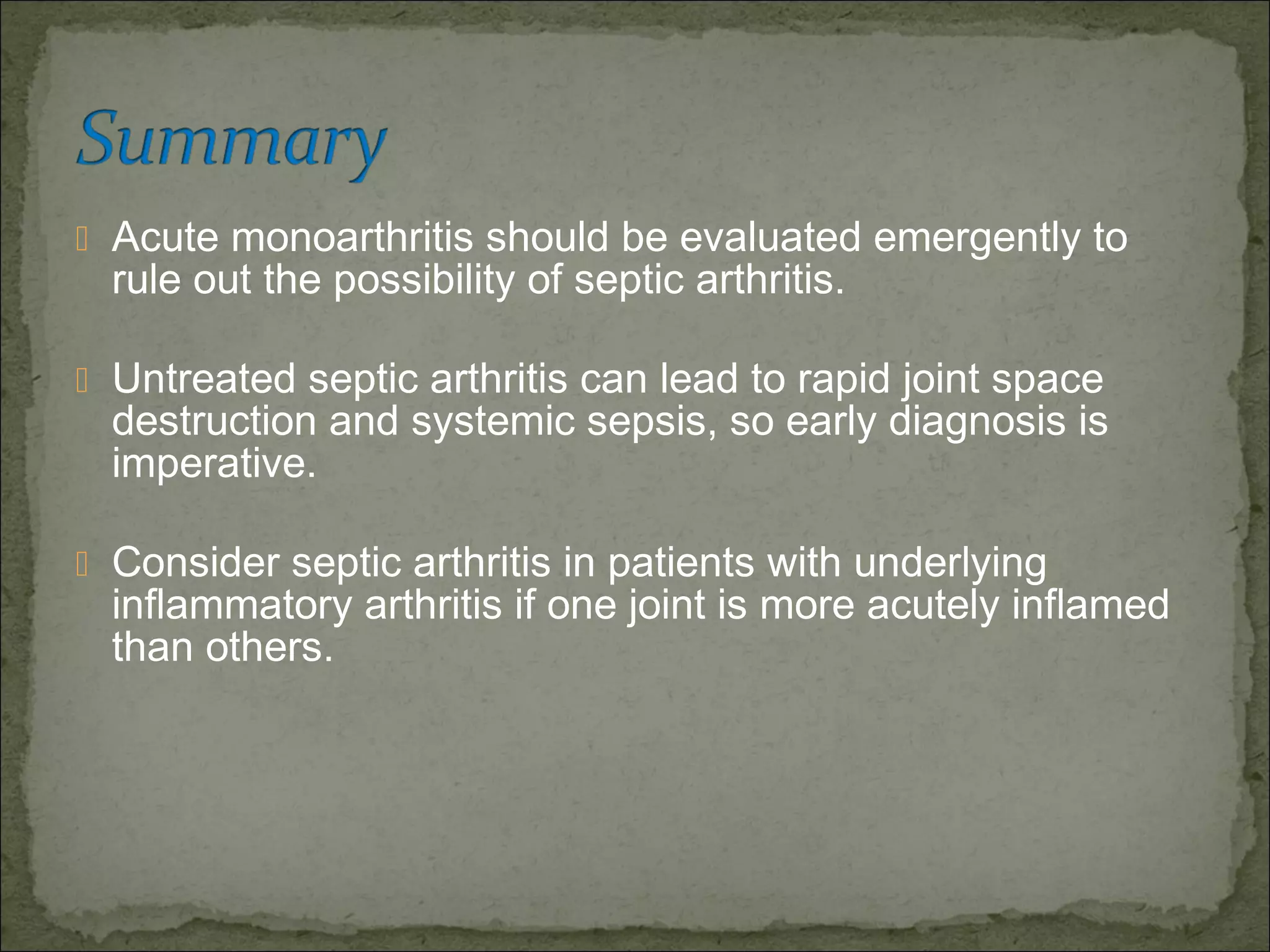 Septic arthritis | PPT