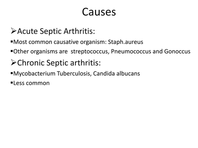 Septic Arthritis | PPTX | Bone and Joint Conditions | Diseases and ...