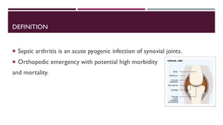 Septic Arthritis| Diagnosis, Management. | PPT