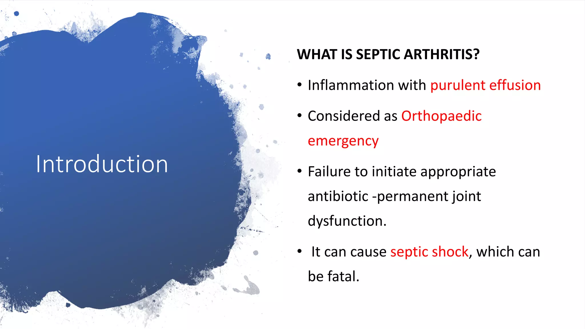 Septic arthritis and sequelae | PPTX