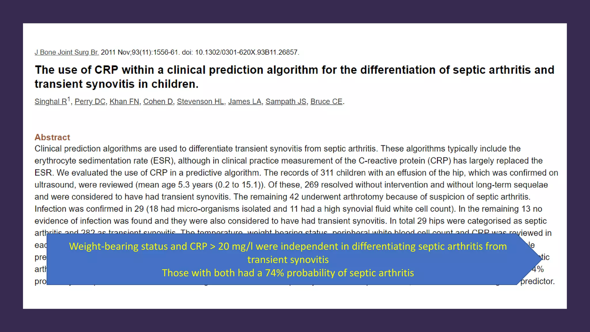 Septic arthritis and sequelae | PPTX