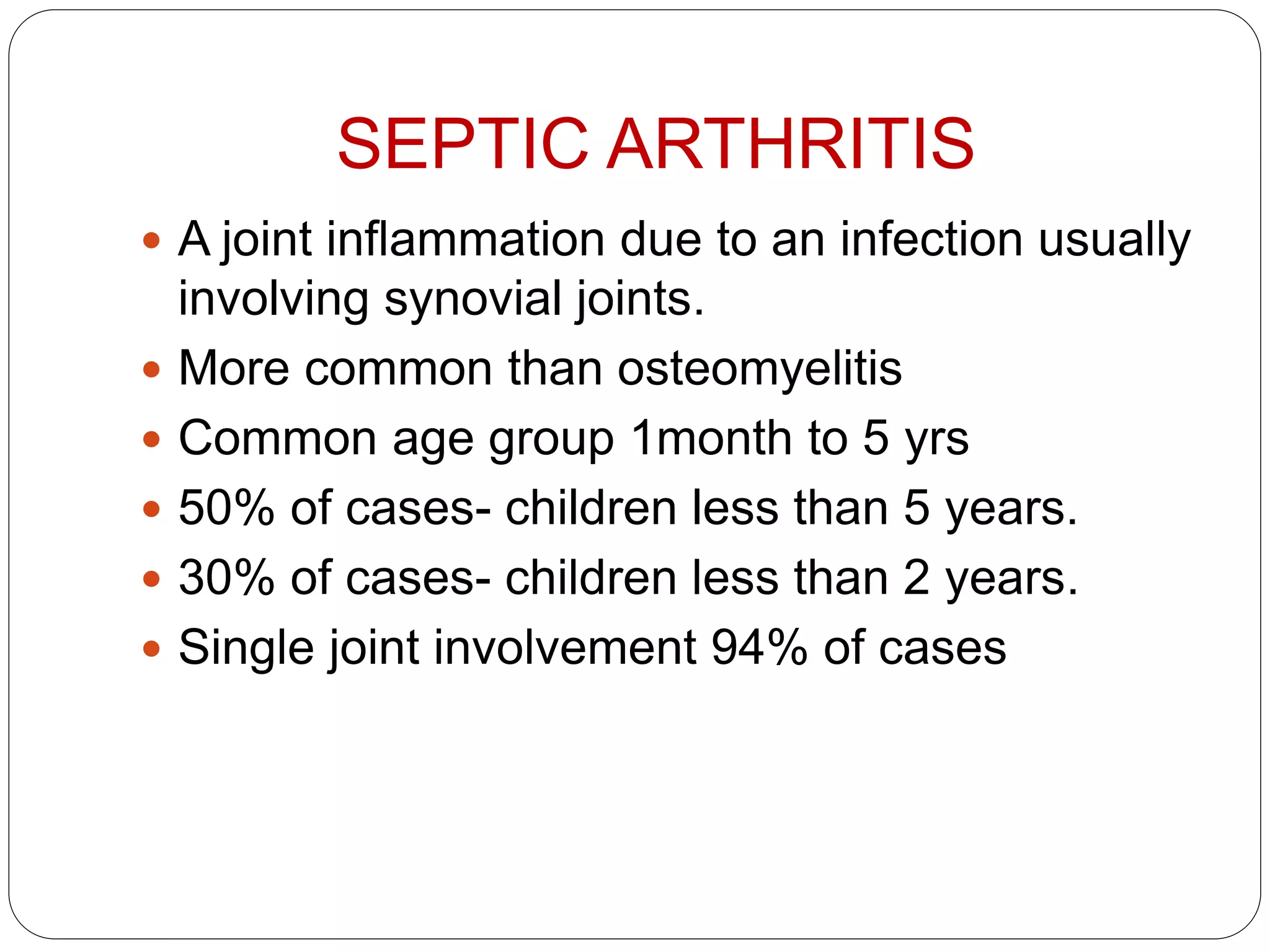 Septic arthritis in children | PPTX