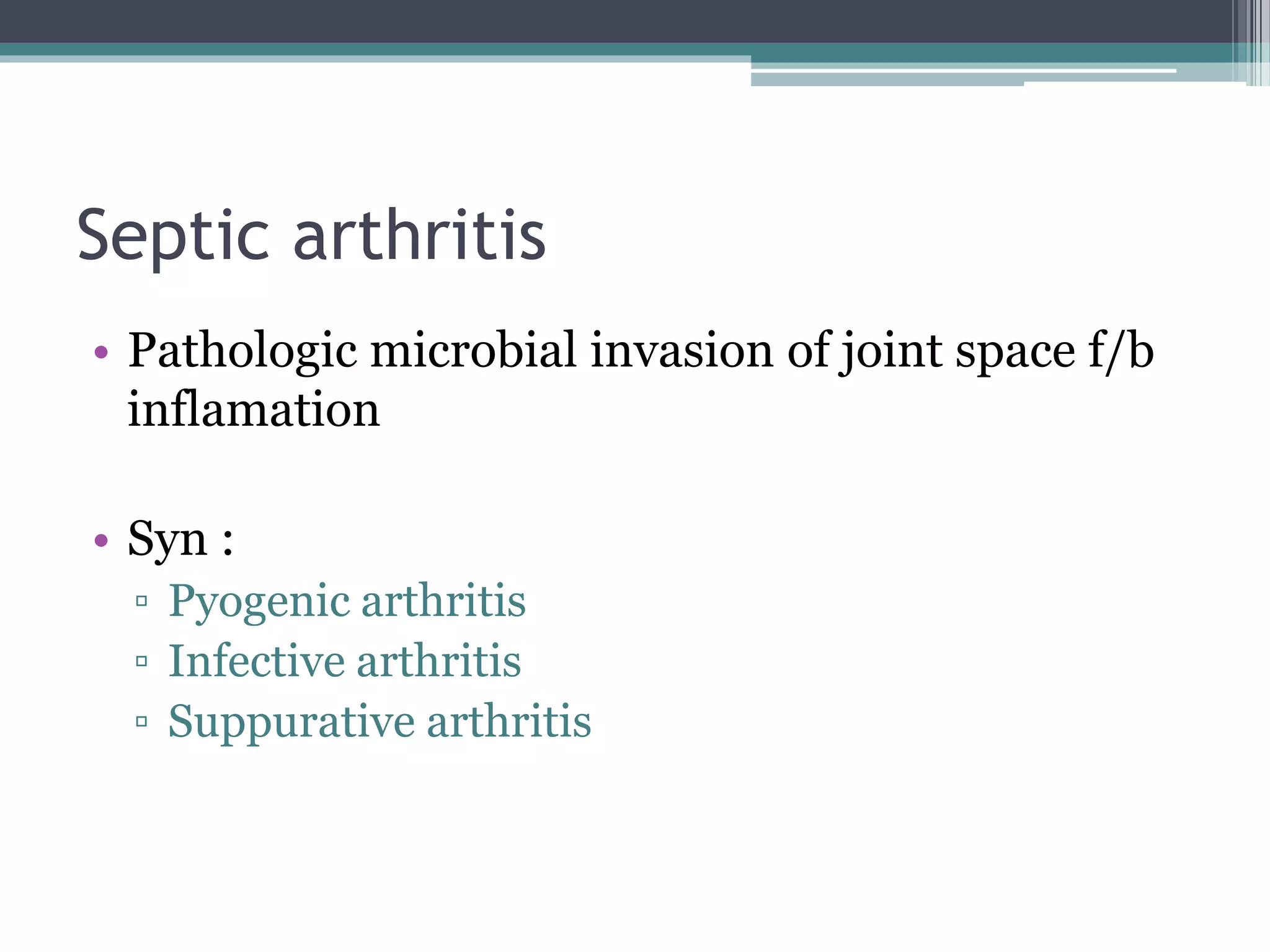 Septic arthritis sequelae. | PPTX