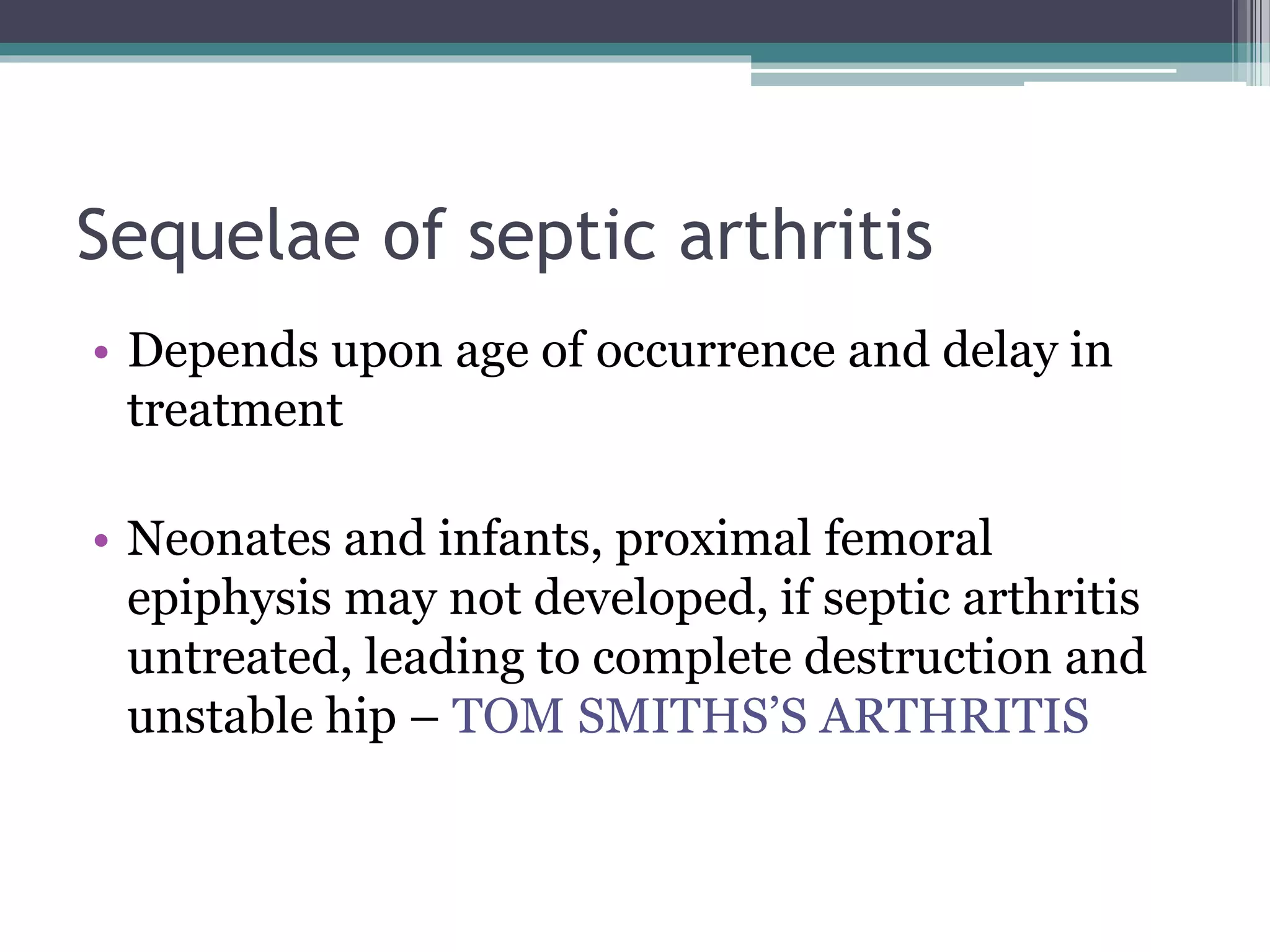 Septic arthritis sequelae. | PPTX