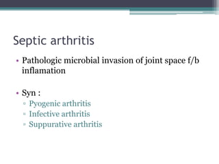 Septic arthritis sequelae. | PPTX