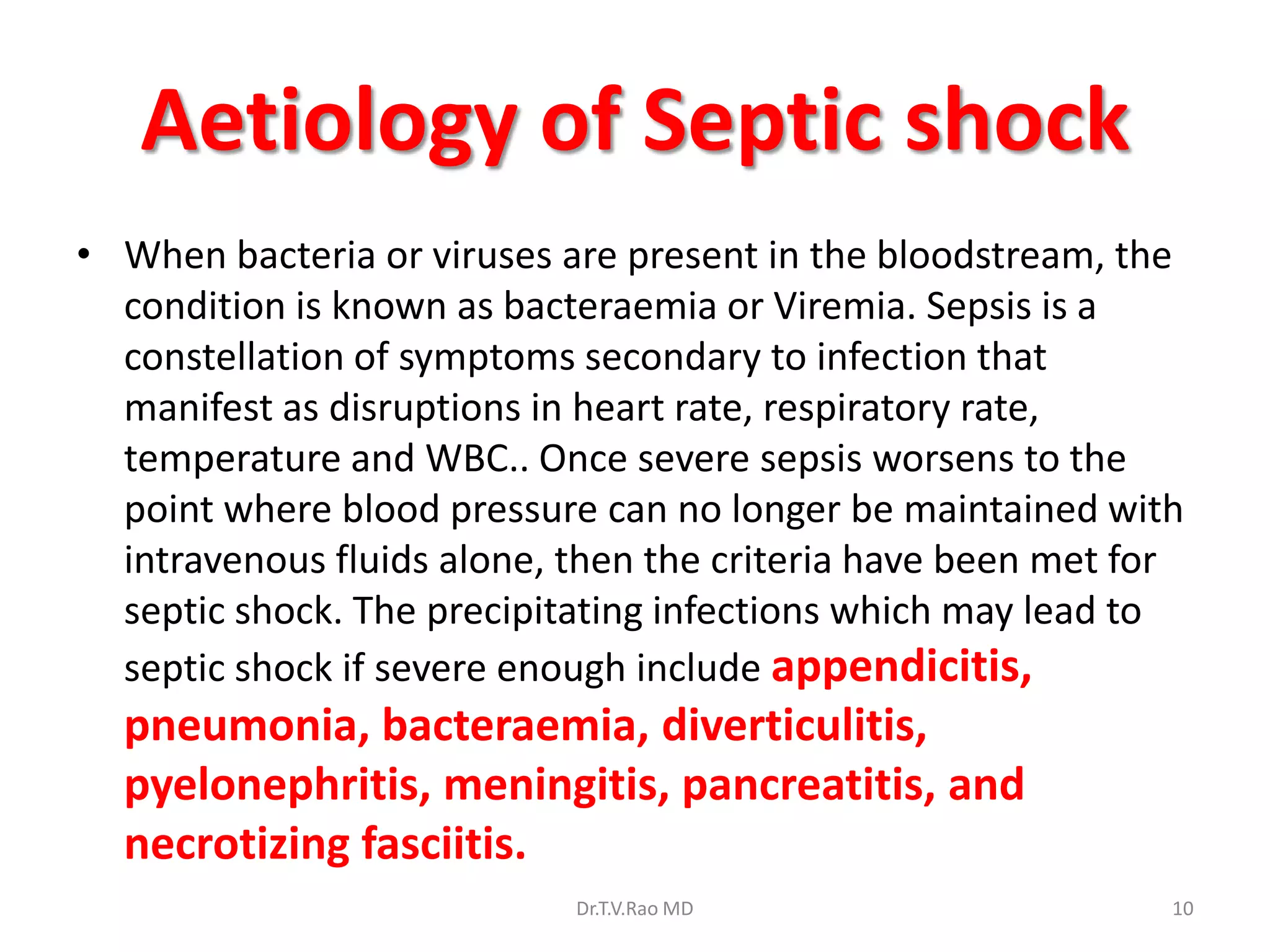Septic shock Pathophysiology | PPTX