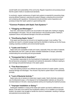 Septic Tank System Understanding and Fixing Guide | PDF