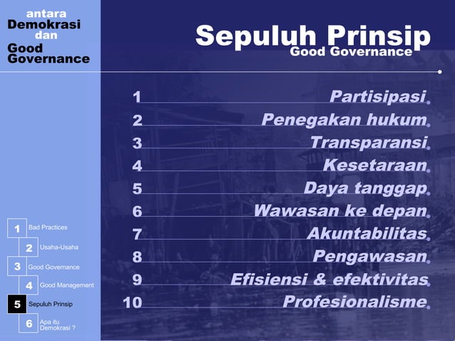 Sepuluh prinsip good governance | PPT