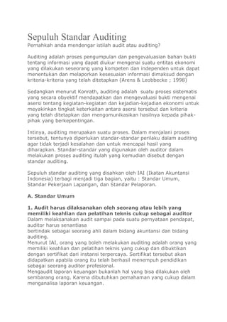 Sepuluh standar auditing | DOCX