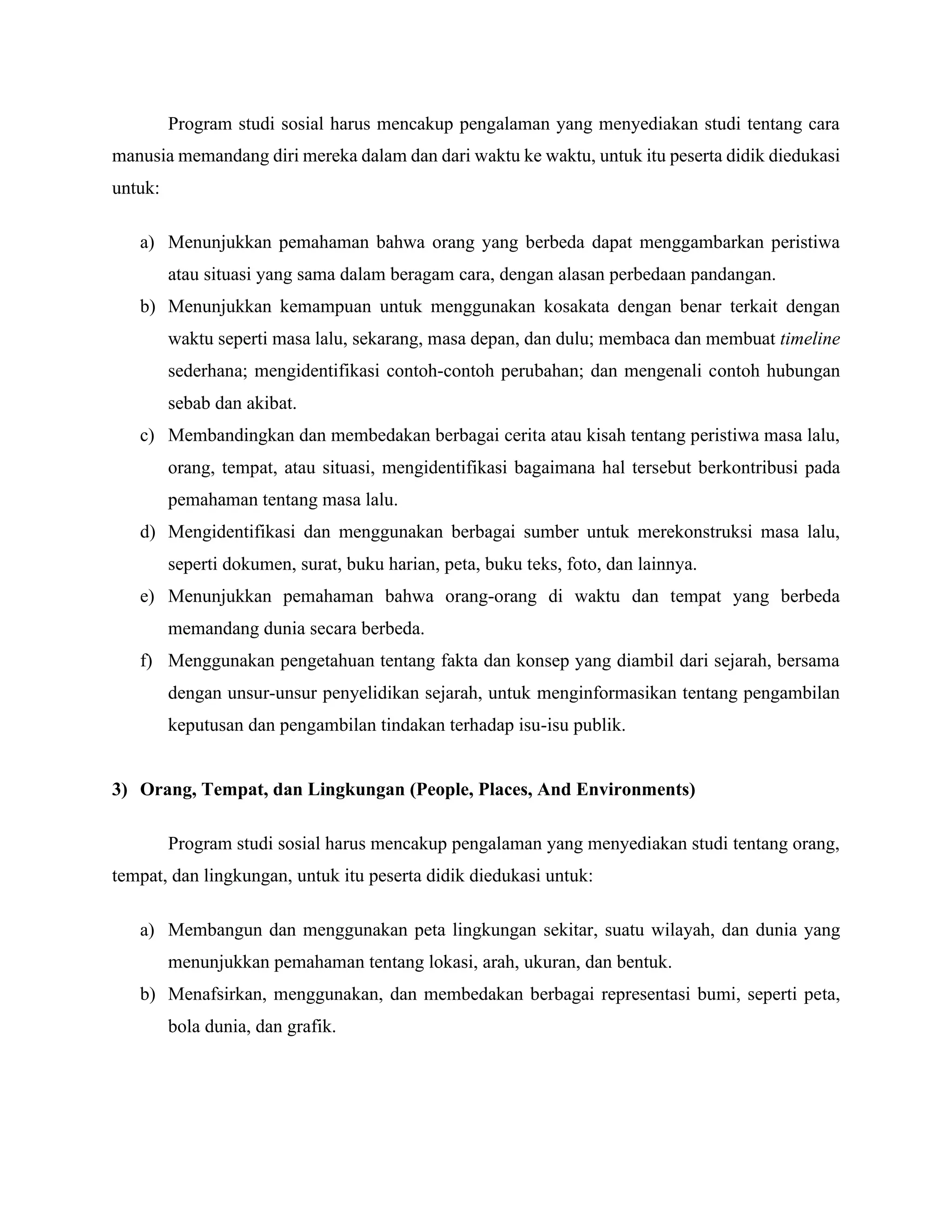 Sepuluh Tema yag menjadi standar kurikulum untuk program studi sosial ...