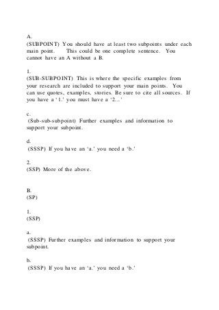 SEQ CHAPTER h r 1Notes About Developing an OutlineI. | PDF
