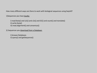 SeqinR - biological data handling | PDF | Databases | Computer Software and Applications
