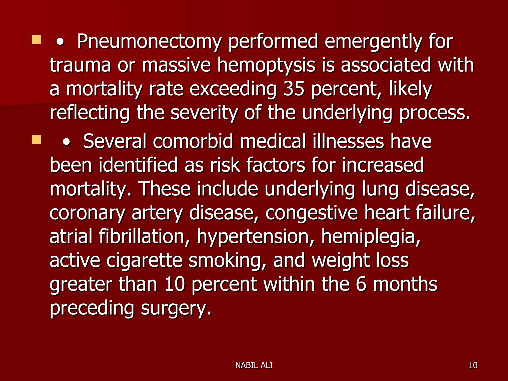 Sequelae & Complications of Pneumonectomy | PPT