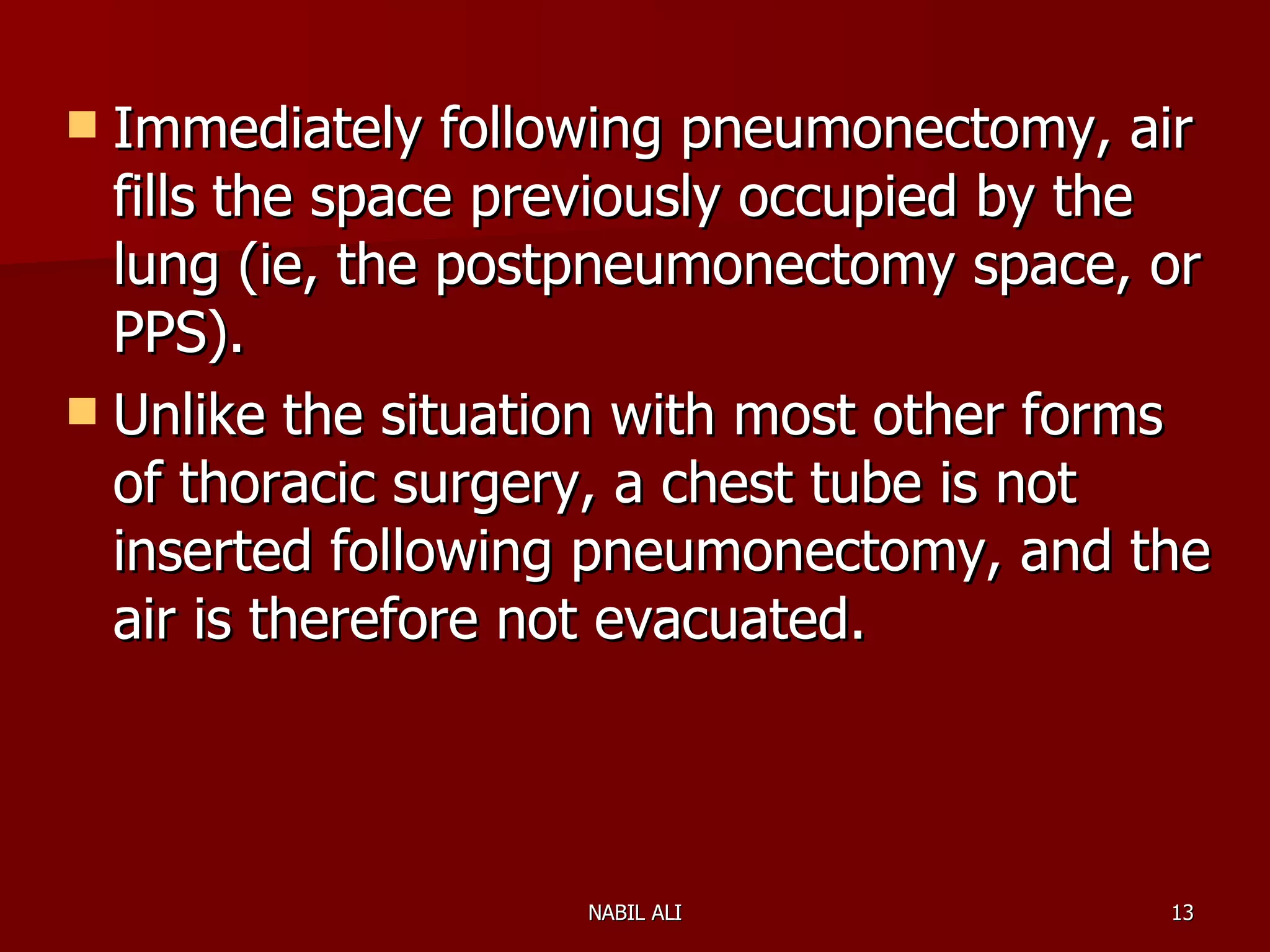 Sequelae & Complications of Pneumonectomy | PPT