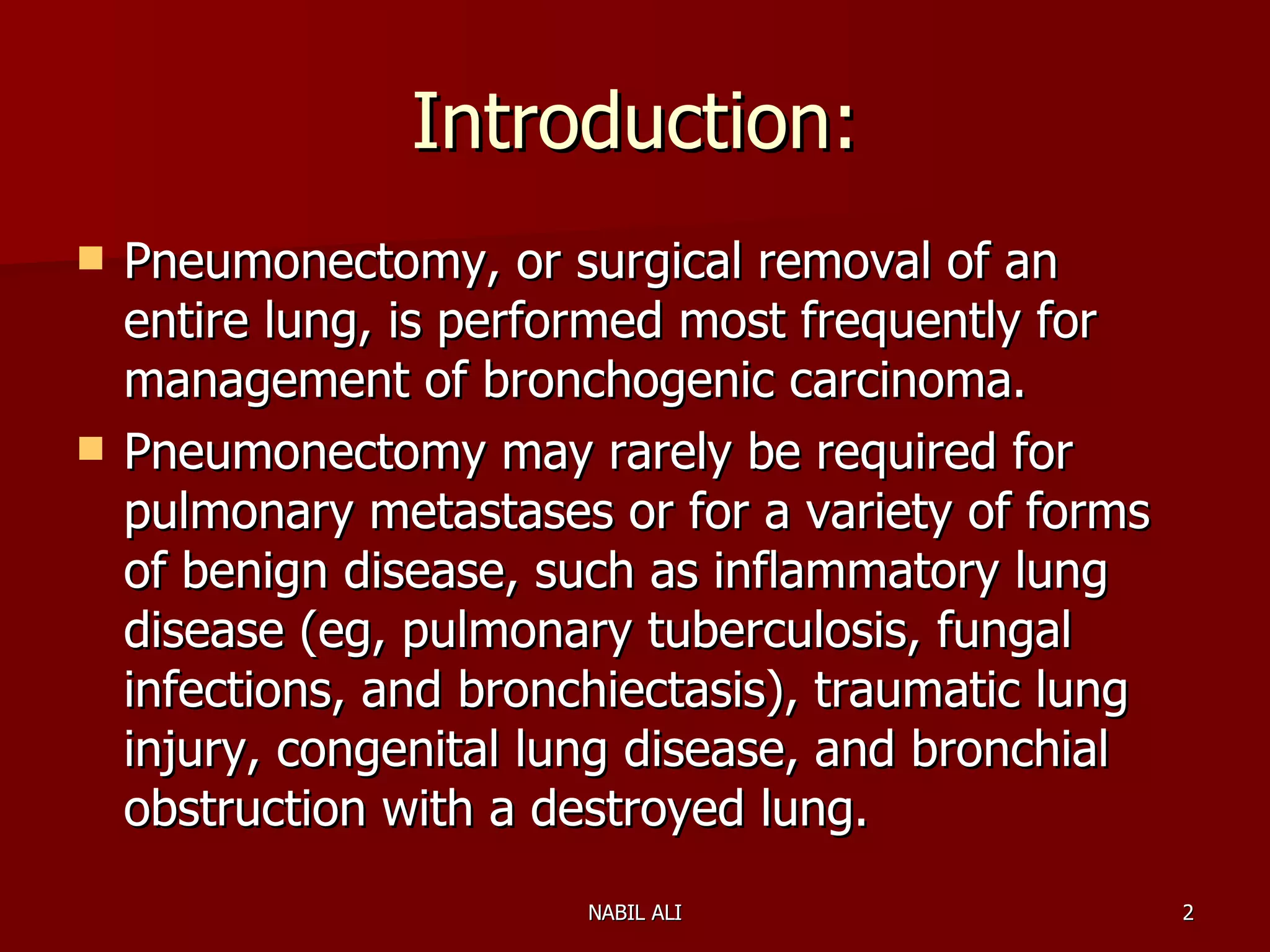 Sequelae & Complications of Pneumonectomy | PPT