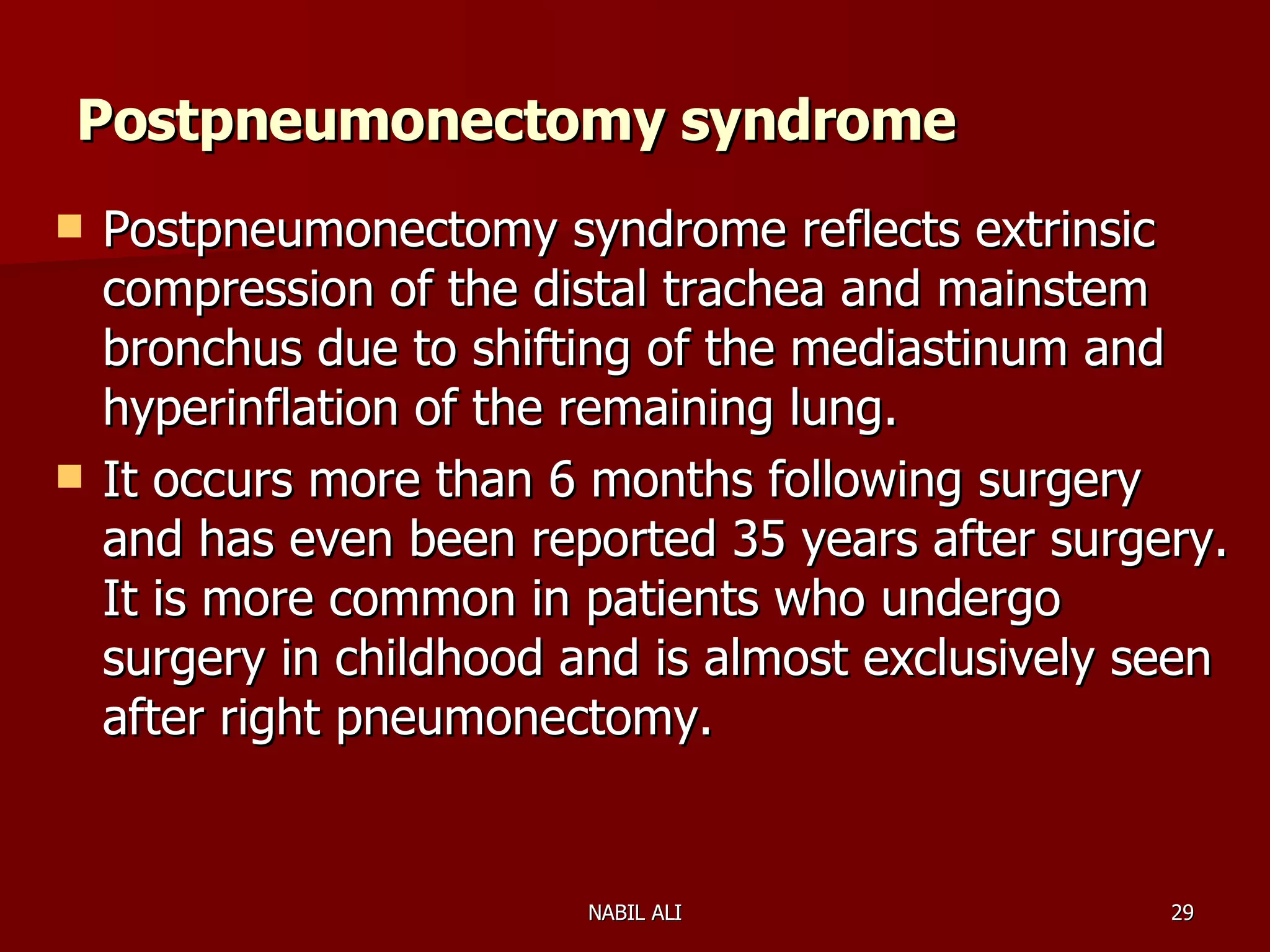 Sequelae & Complications of Pneumonectomy | PPT
