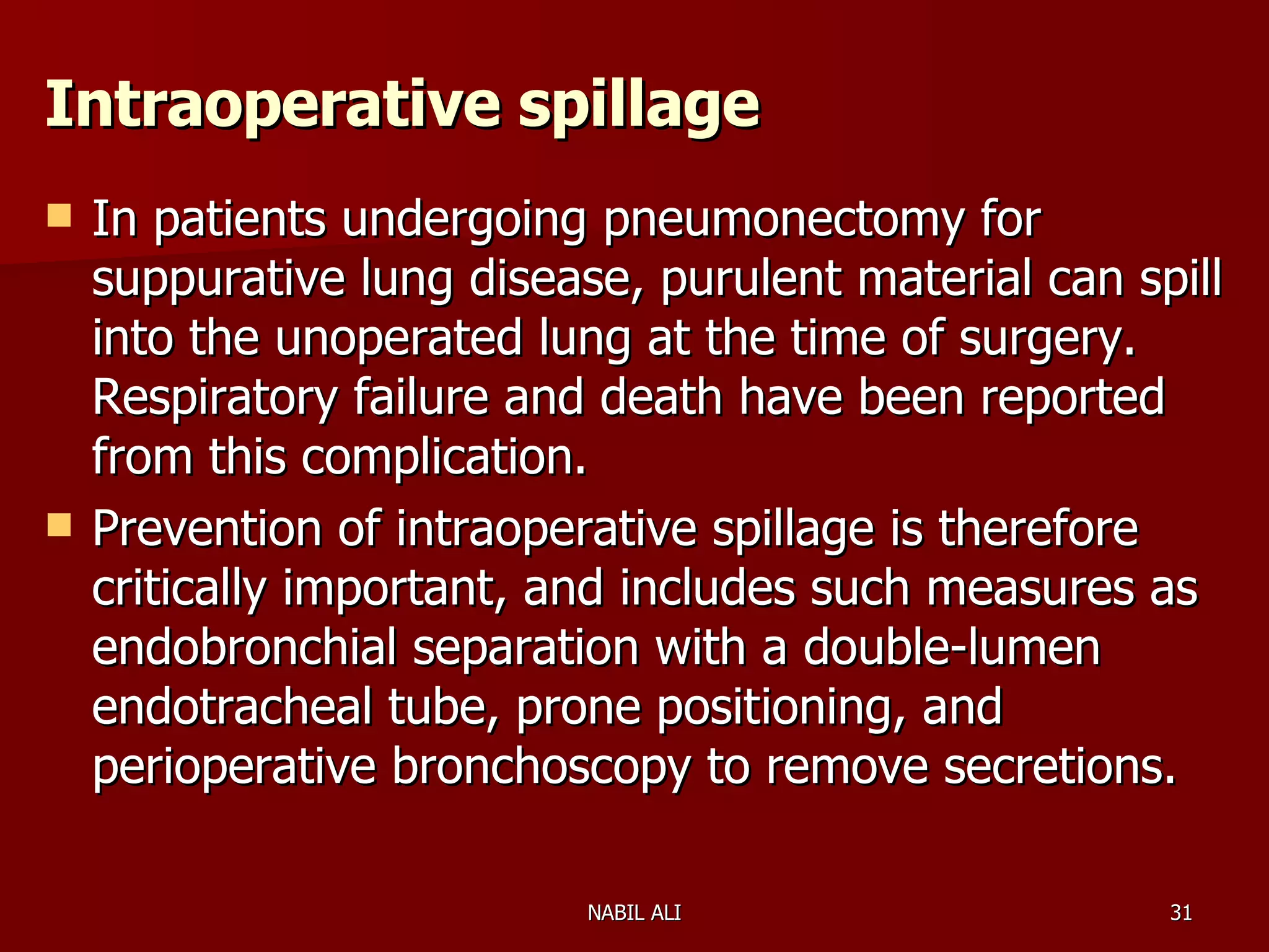 Sequelae & Complications of Pneumonectomy | PPT