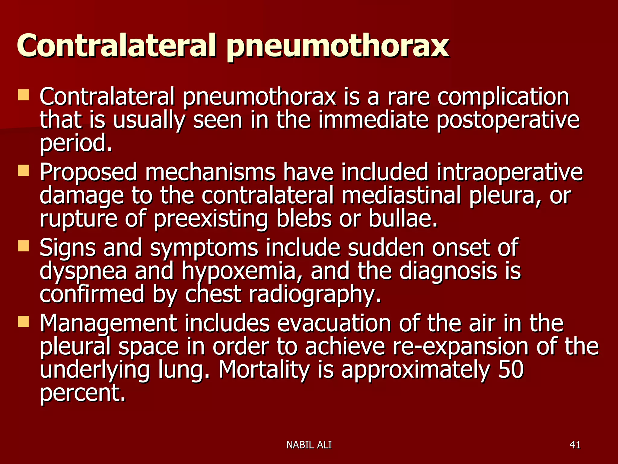 Sequelae & Complications of Pneumonectomy | PPT