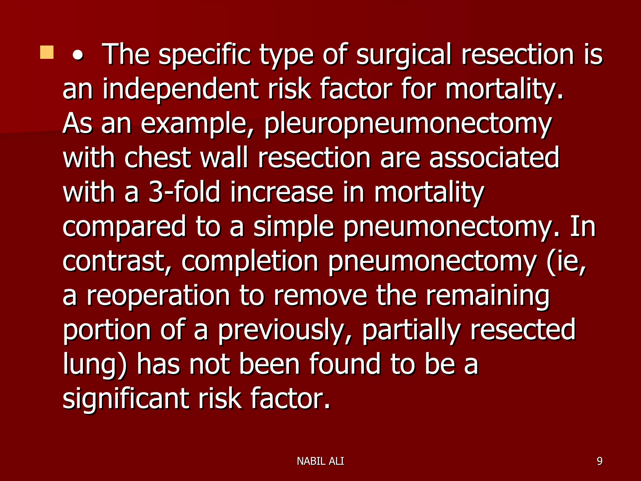 Sequelae & Complications of Pneumonectomy | PPT