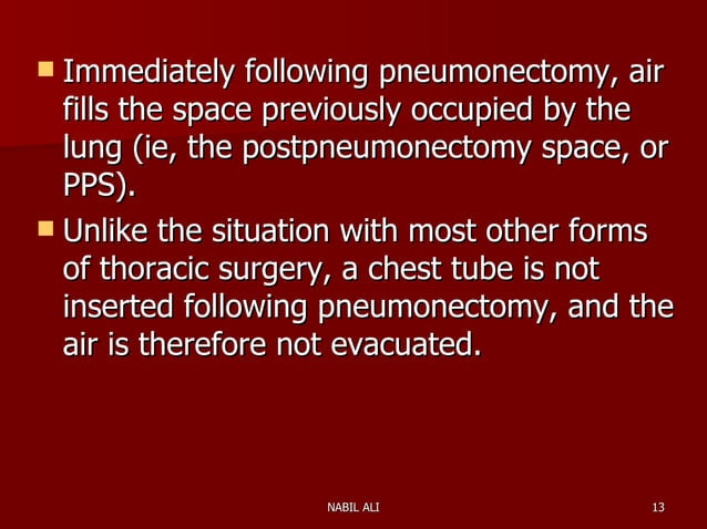 Sequelae & Complications of Pneumonectomy | PPT