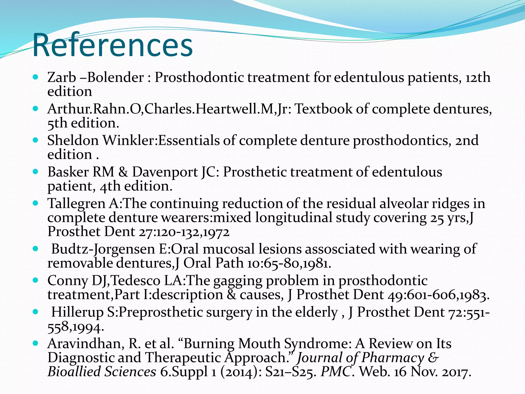 Sequelae of wearing complete denture | PPTX