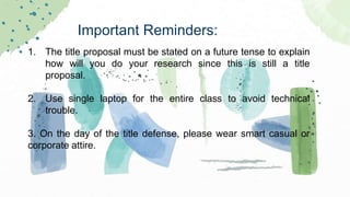 Title Defense Sequence for Research or Studies | PPTX