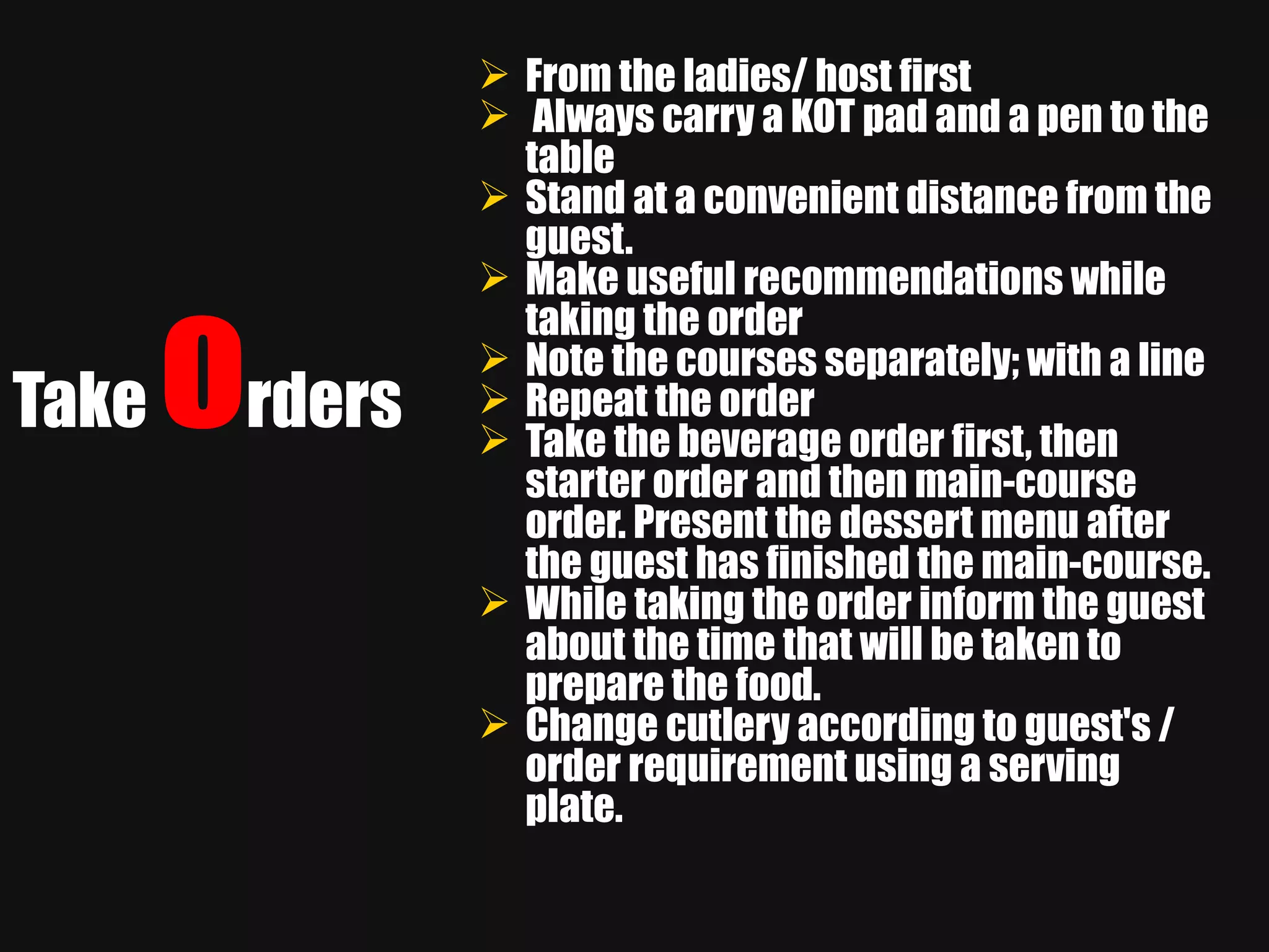 Sequence Of Service- Restaurants | PPT