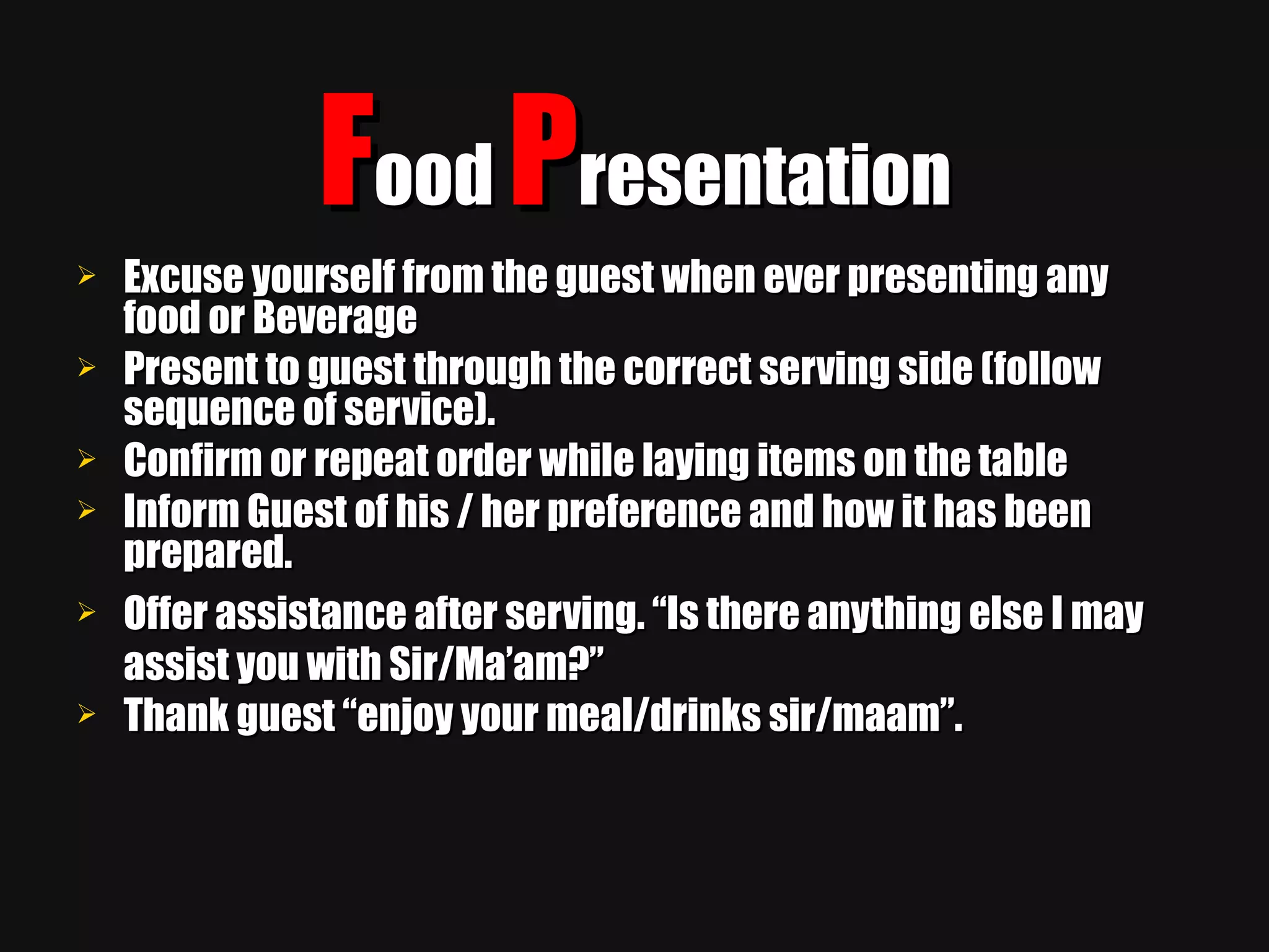 Sequence Of Service- Restaurants | PPT